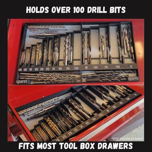 Drill Bit Organizer - Fits Most Toolbox Drawers - Easily Accessible ...