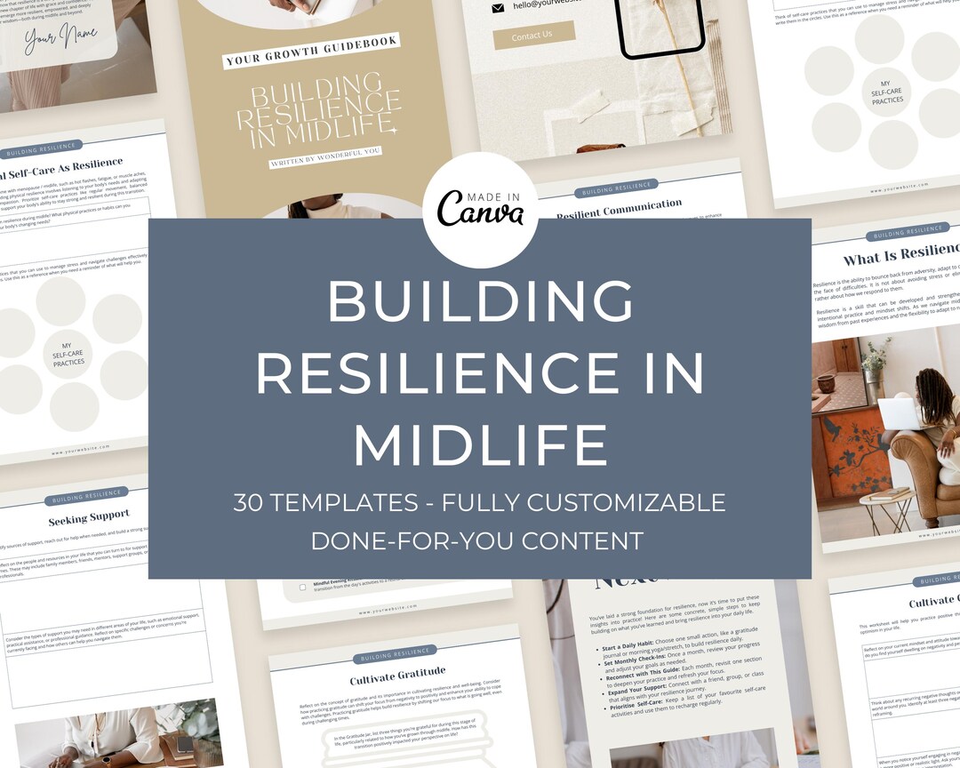 Building Resilience in Midlife, Canva Workbook, Menopause Templates ...