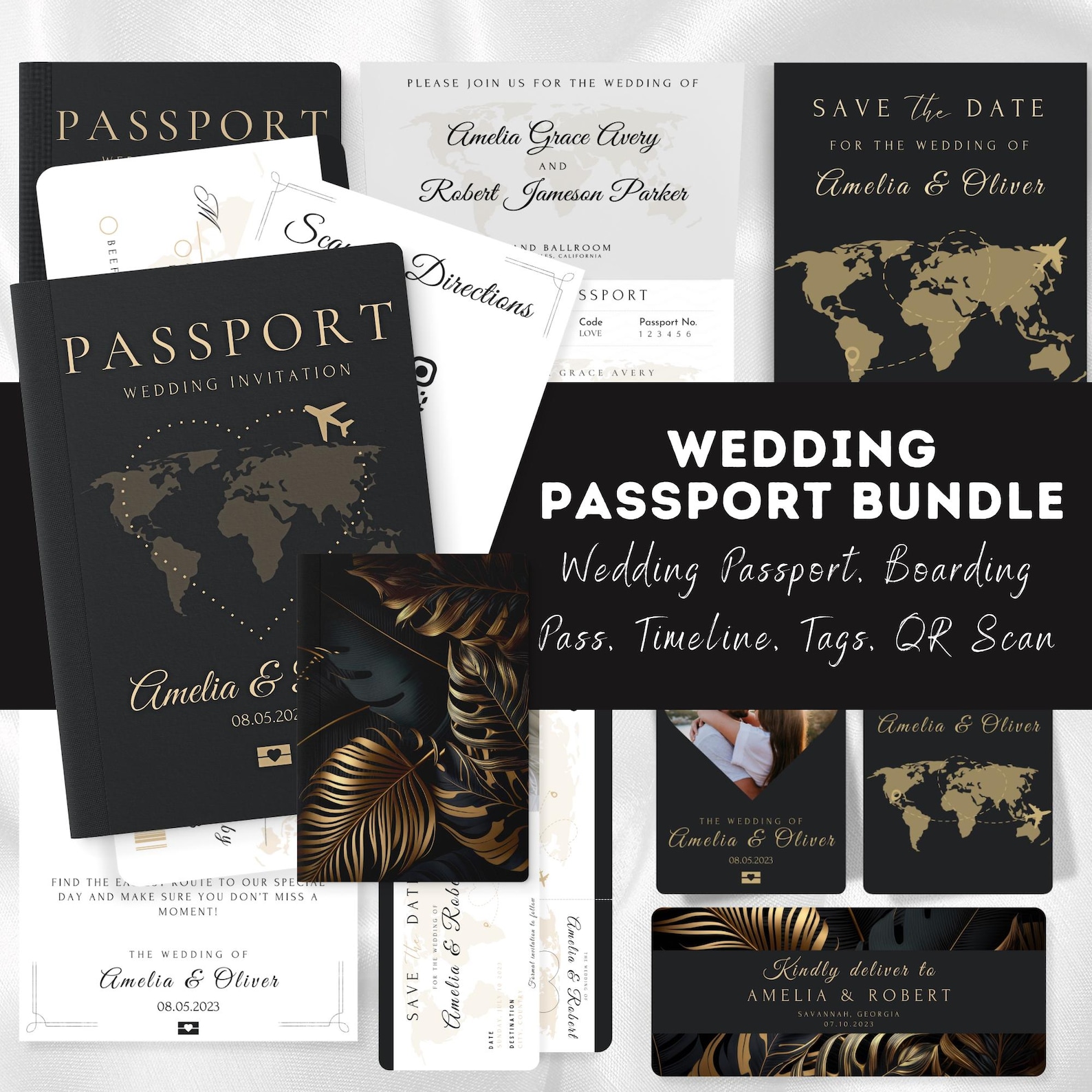 Passport Wedding Invitation Template: Destination Wedding Bundle (PDF ...