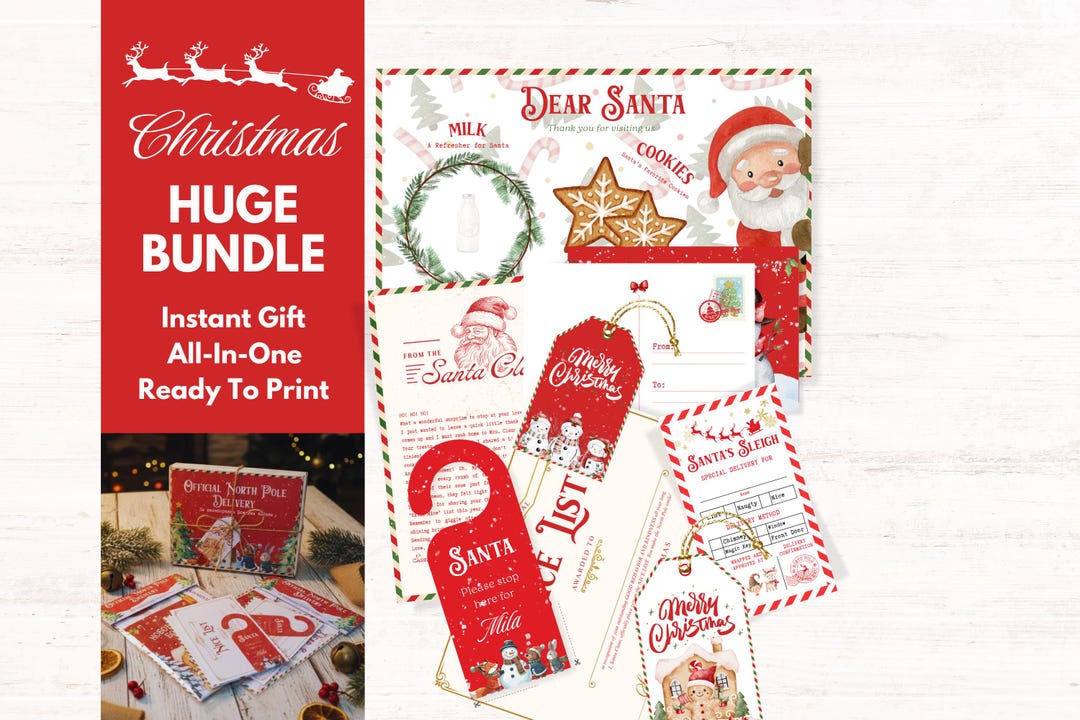 HUGE Printable Christmas Bundle | Letter From Santa | Door Hanger ...