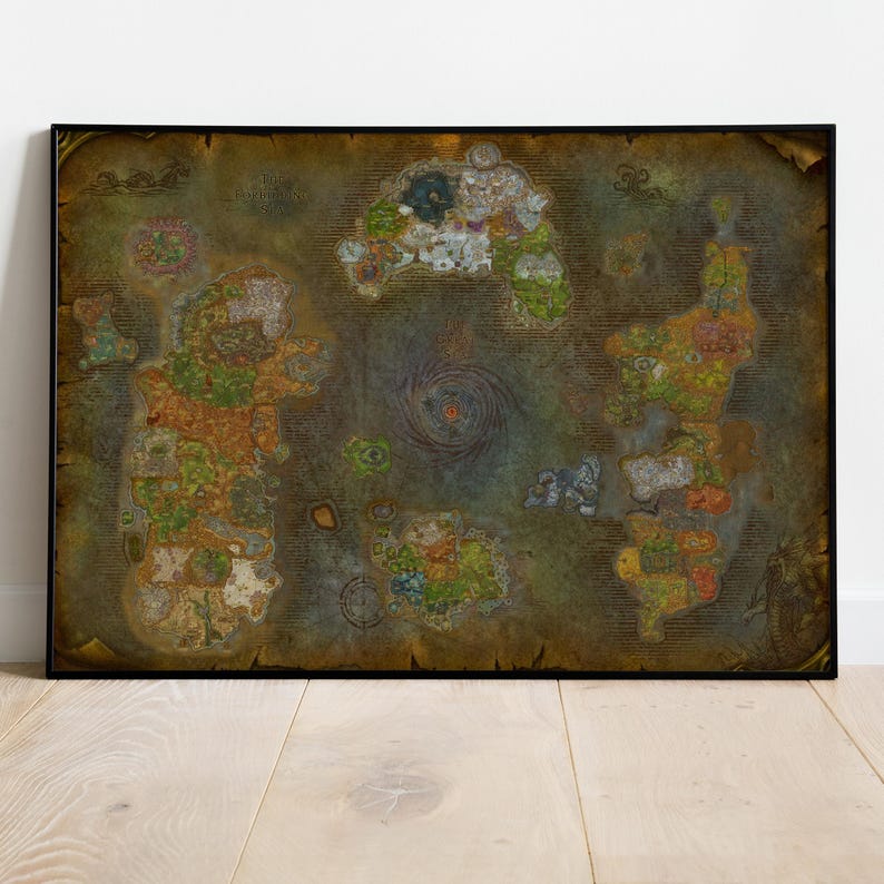 Azeroth Map Poster, World of Warcraft Wall Art, Game Print, Gift for ...