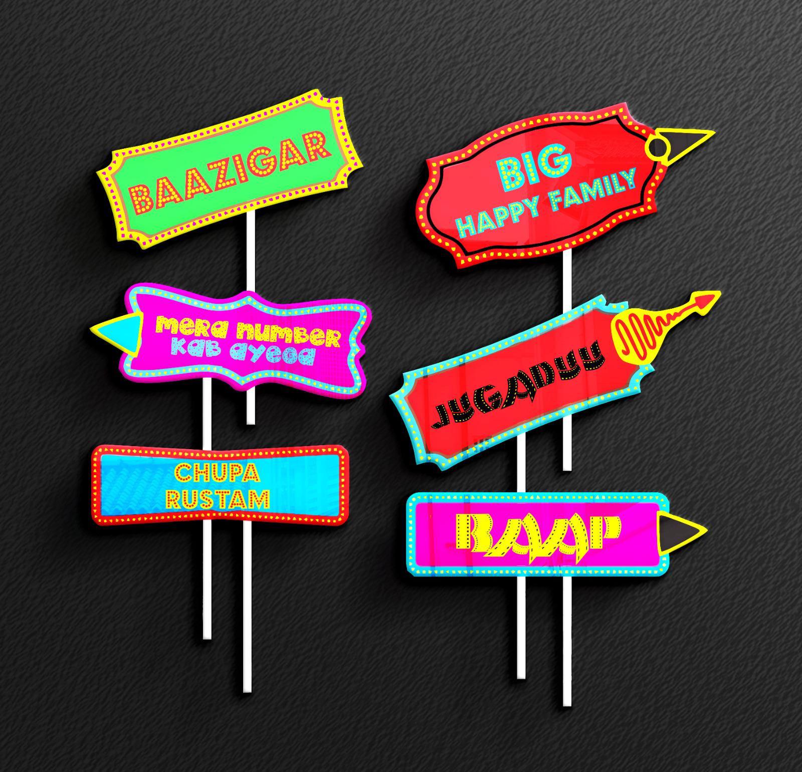 Bollywood Movie Theme Party Photo Booth Props: Indian Film Signs ...