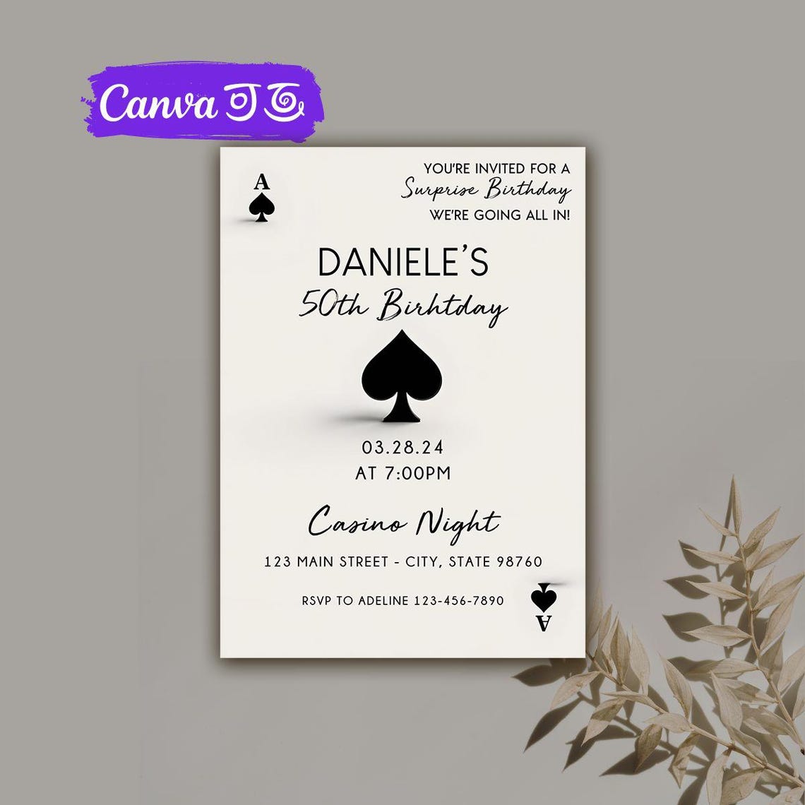 Ace of Spades Invitation, Ace of Spades Birthday Invitation, Ace of ...