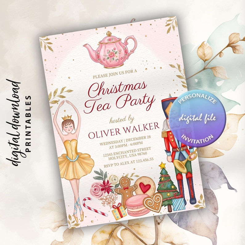 Nutcracker Christmas Tea Party Invitation, Nutcracker Holiday ...