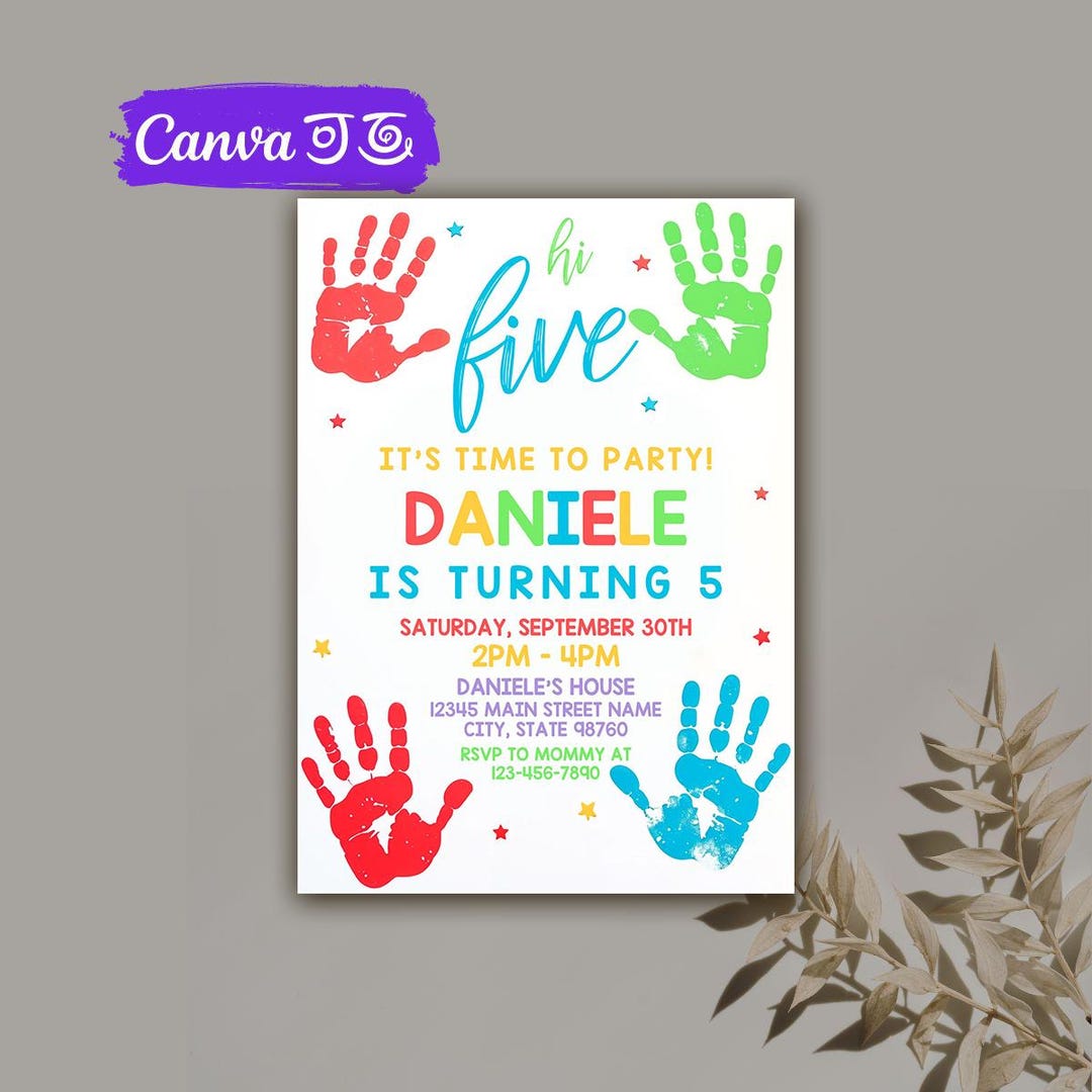 Hi-five Birthday Invitation, Editable High Five Birthday Party ...