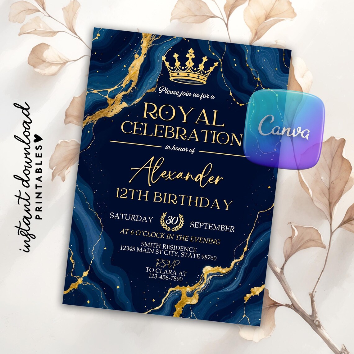 Editable Royal Birthday Party Invitation, Any Age King Prince Royal ...
