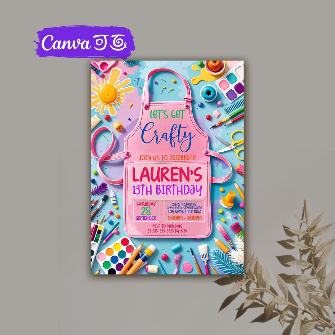 Editable Craft Birthday Party Invitation, Crafting Theme Birthday ...