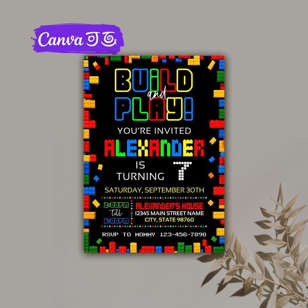Building Blocks Birthday Invite Template, Building Blocks Birthday ...