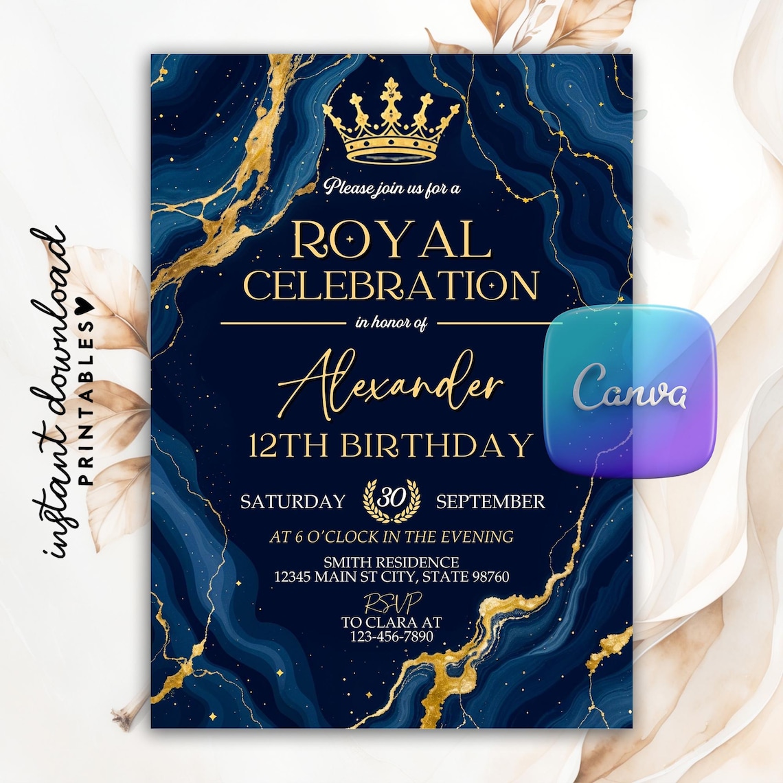Editable Royal Birthday Party Invitation, Any Age King Prince Royal ...