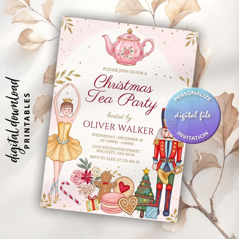Nutcracker Christmas Tea Party Invitation, Nutcracker Holiday ...