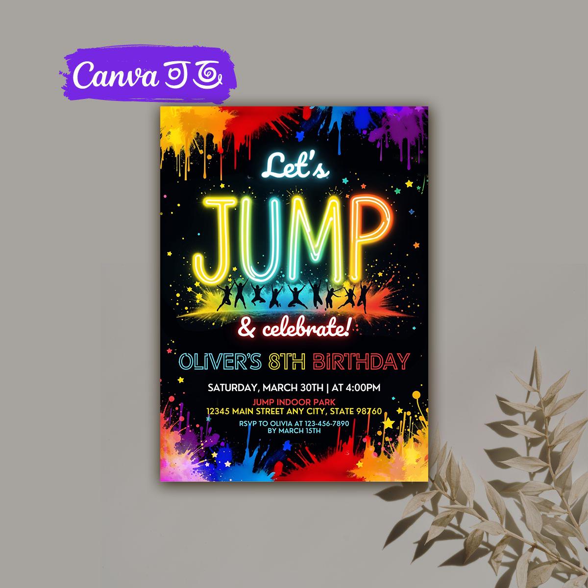 Jump Birthday Party Invitation, Trampoline Party, Bounce House ...