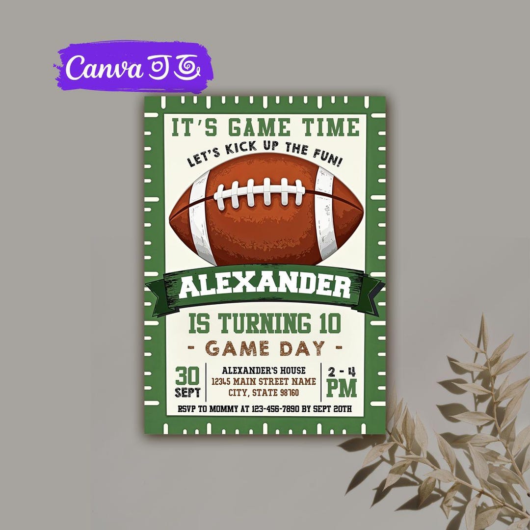 Editable Football Birthday Invitation, Sports Party Invite, Printable ...
