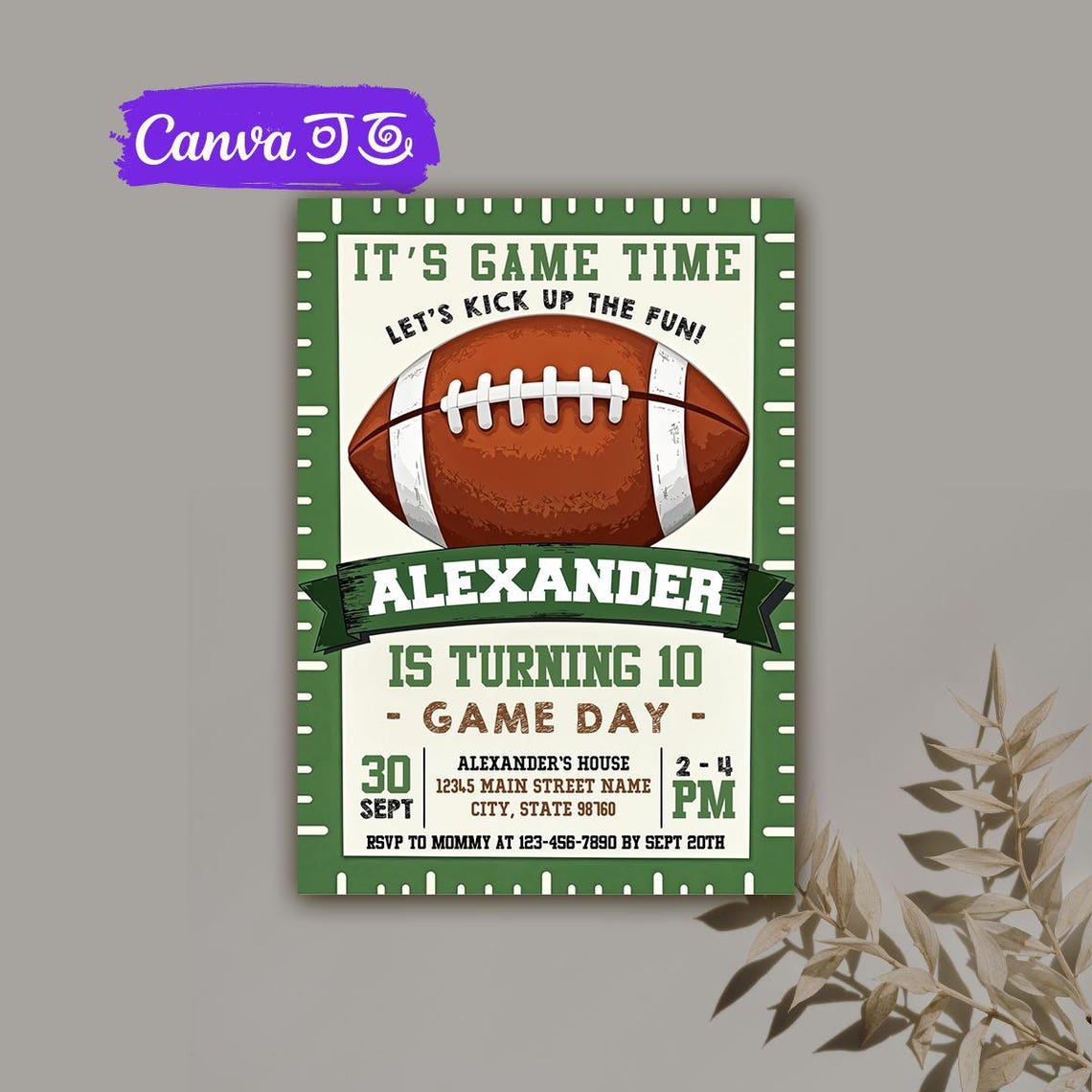 Editable Football Birthday Invitation, Sports Party Invite, Printable ...