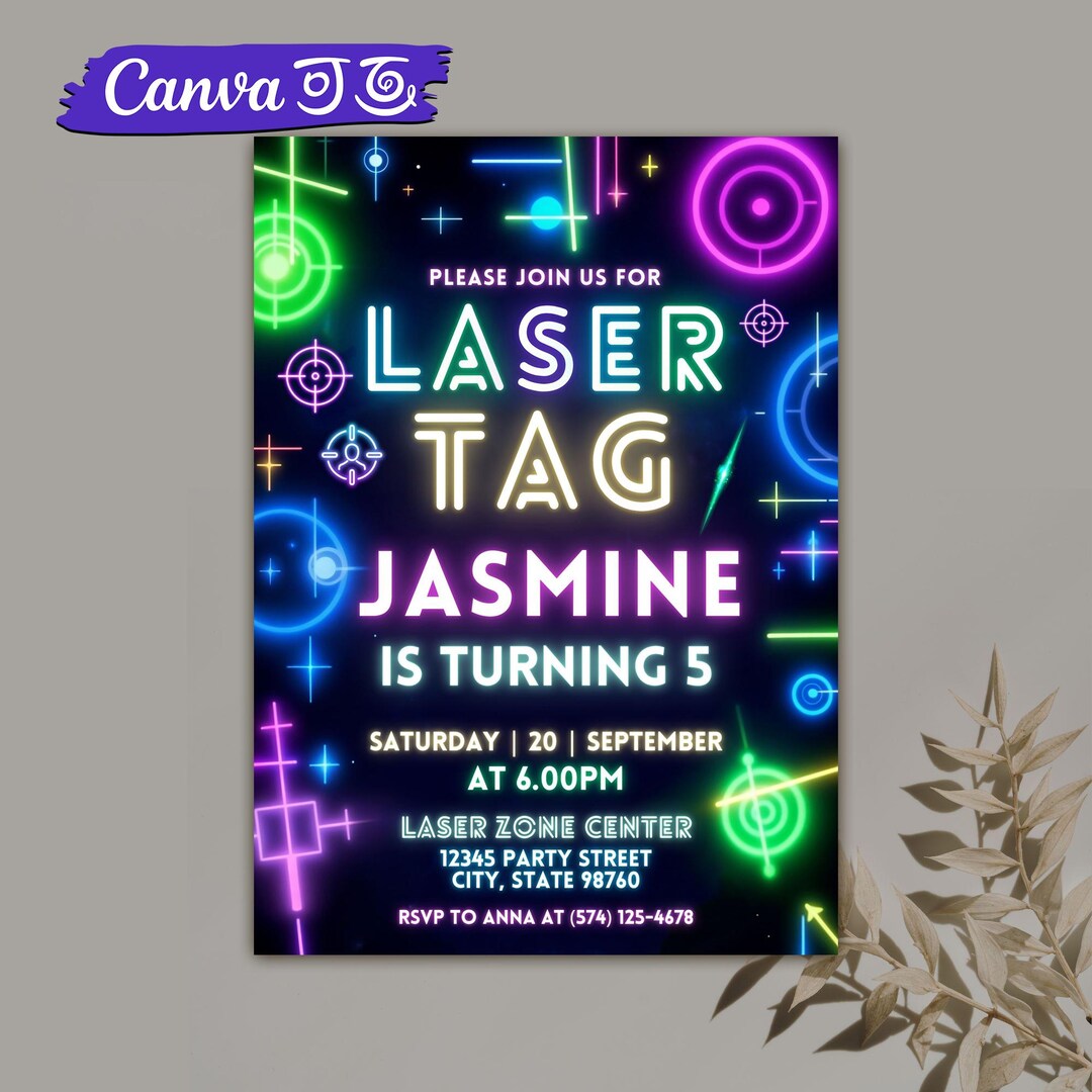 Laser Tag Birthday Invitation, Laser Tag Party Invite, Laser Tag ...