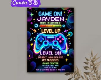 Gamer Editable Video Game Birthday Invitation, Gamer Girl Birthday ...