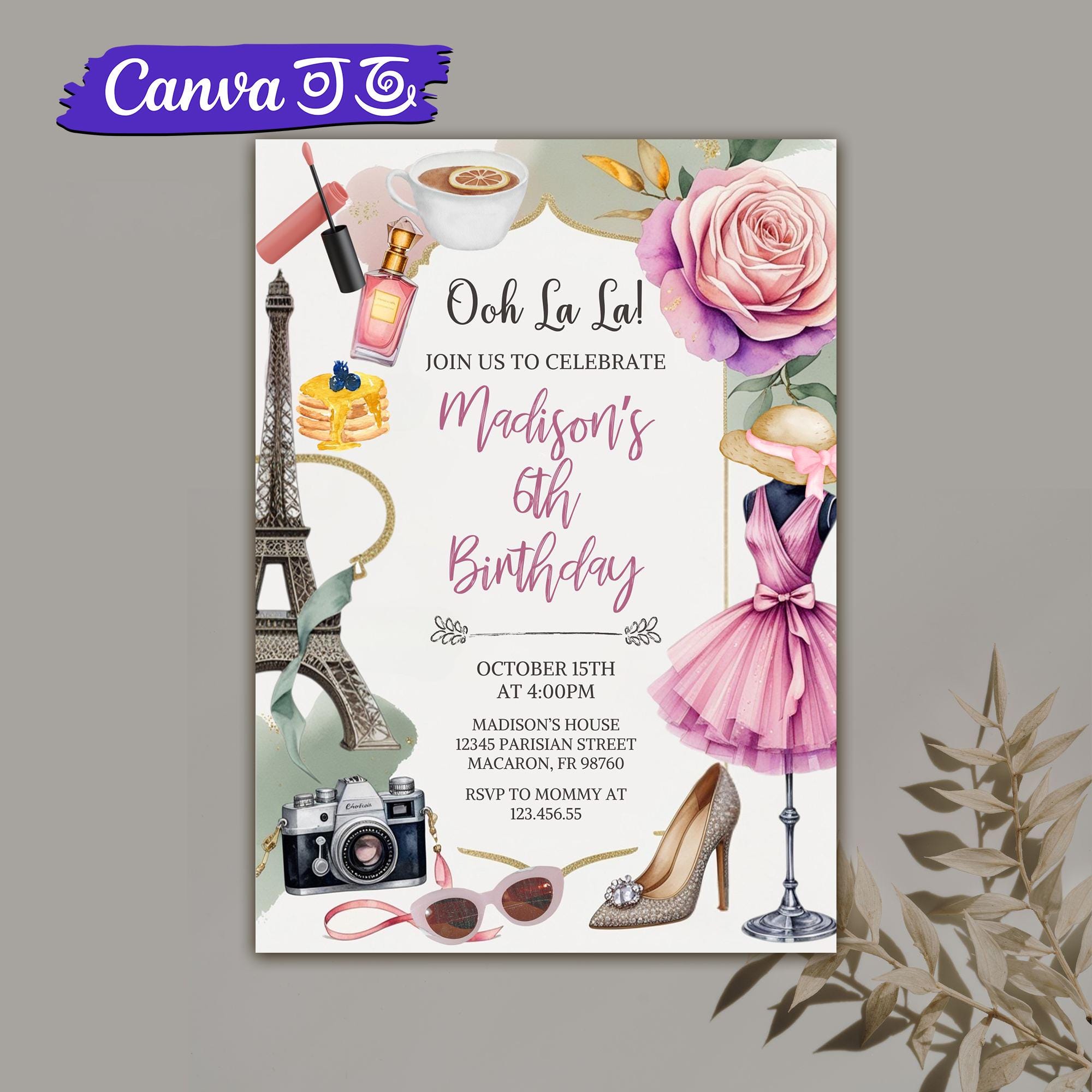 Editable Paris Birthday Invitation, Paris Theme Birthday, French ...