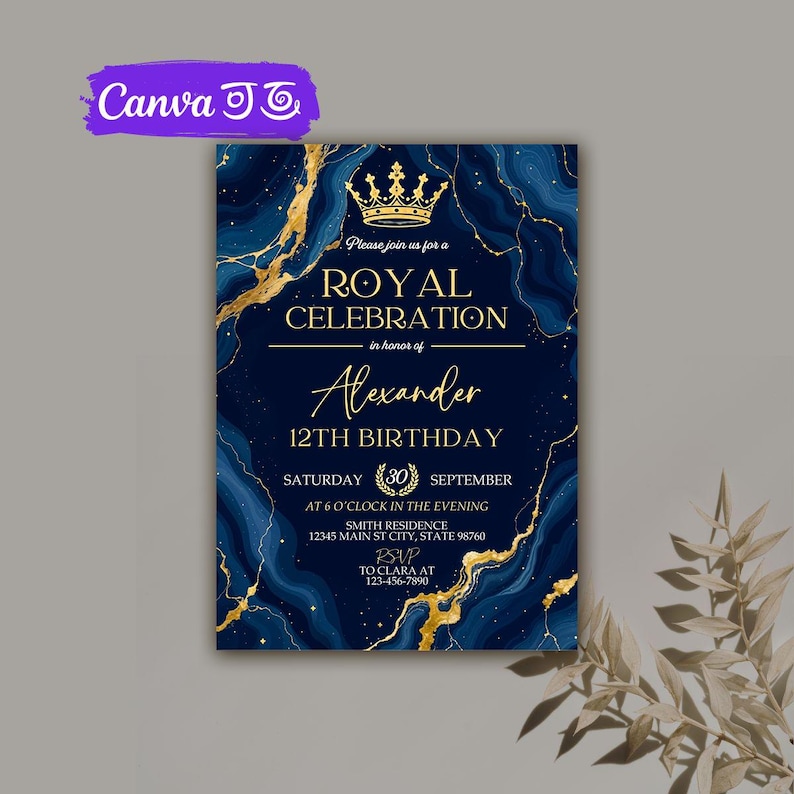 Editable Royal Birthday Party Invitation, Any Age King Prince Royal ...
