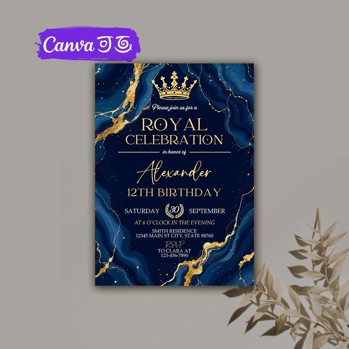 Editable Royal Birthday Party Invitation, Any Age King Prince Royal ...