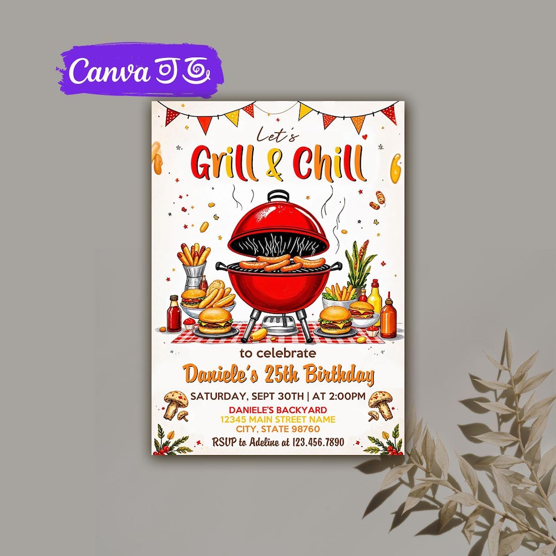 Editable Bbq Birthday Invitation Template, Barbeque Birthday Invitation ...