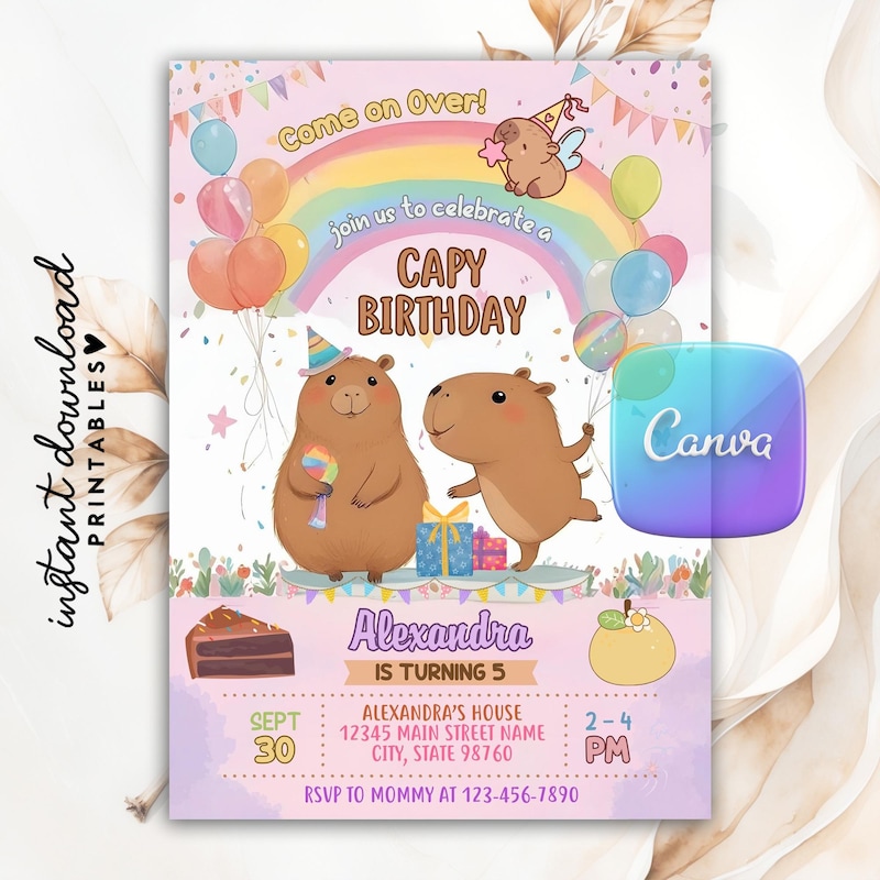 Capibara invitacion - Etsy México