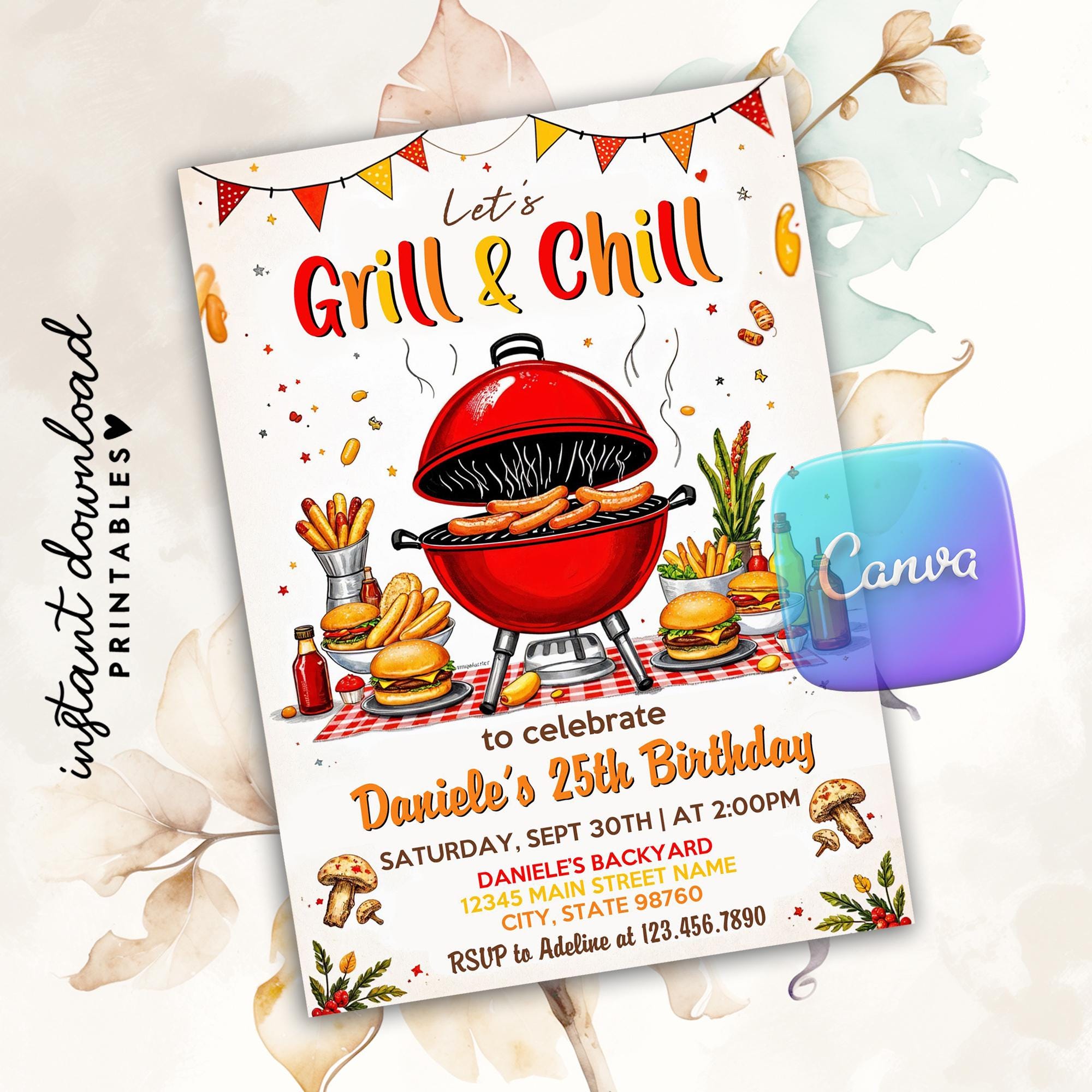 Editable Bbq Birthday Invitation Template, Barbeque Birthday Invitation ...