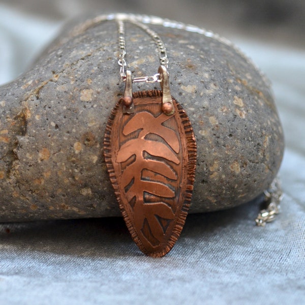 Copper Leaf Necklace - Etsy