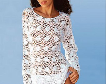 Ladies Long Tunic Sweater Crochet Pattern. PDF Instant - Etsy