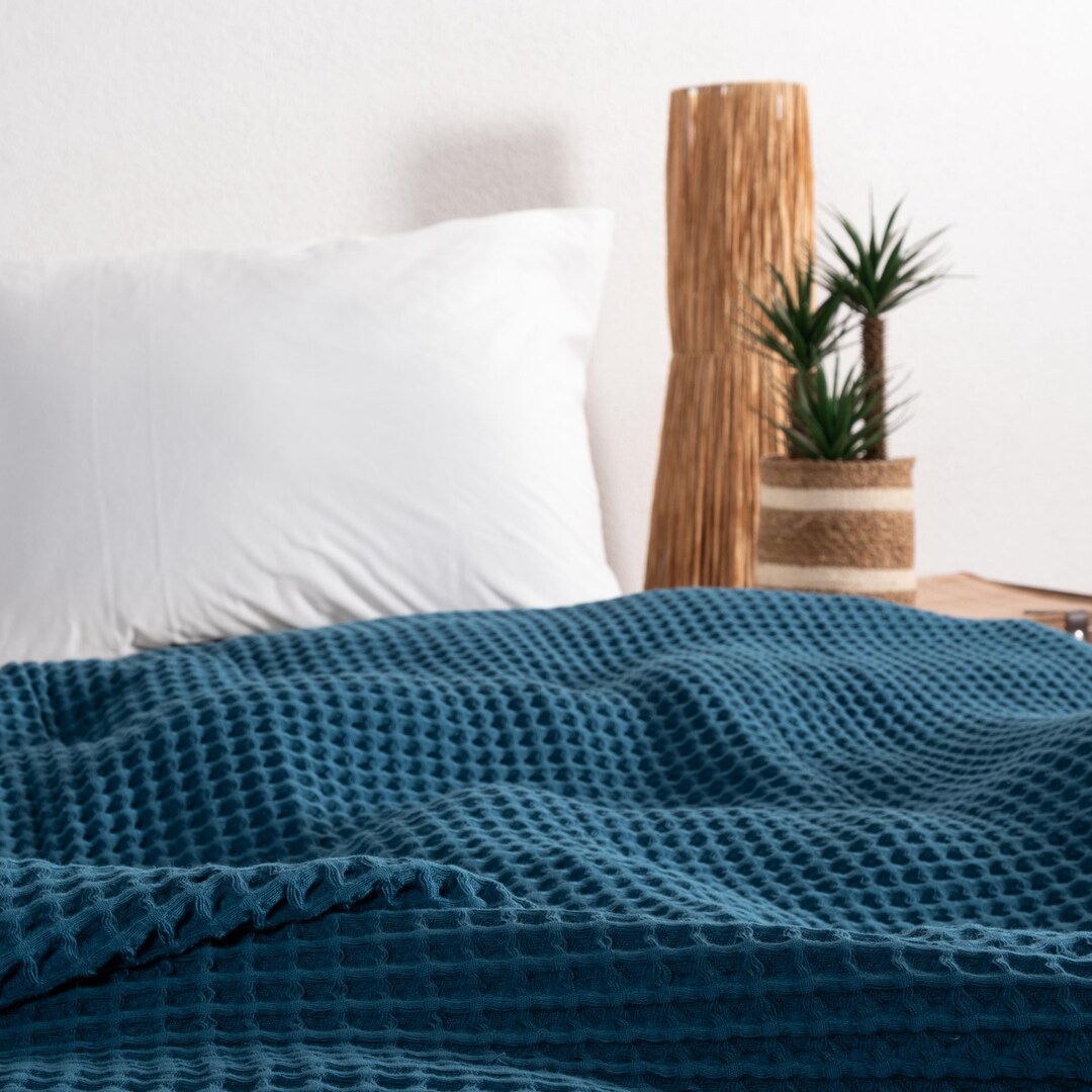 Indigo Bedspread, Cotton Bedcover, Throw Blanket, Turkish Blanket ...
