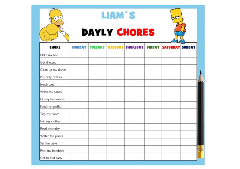 Toddler Chore Chart | Editable Chore Chart | Kids Chore Chart | Chore ...