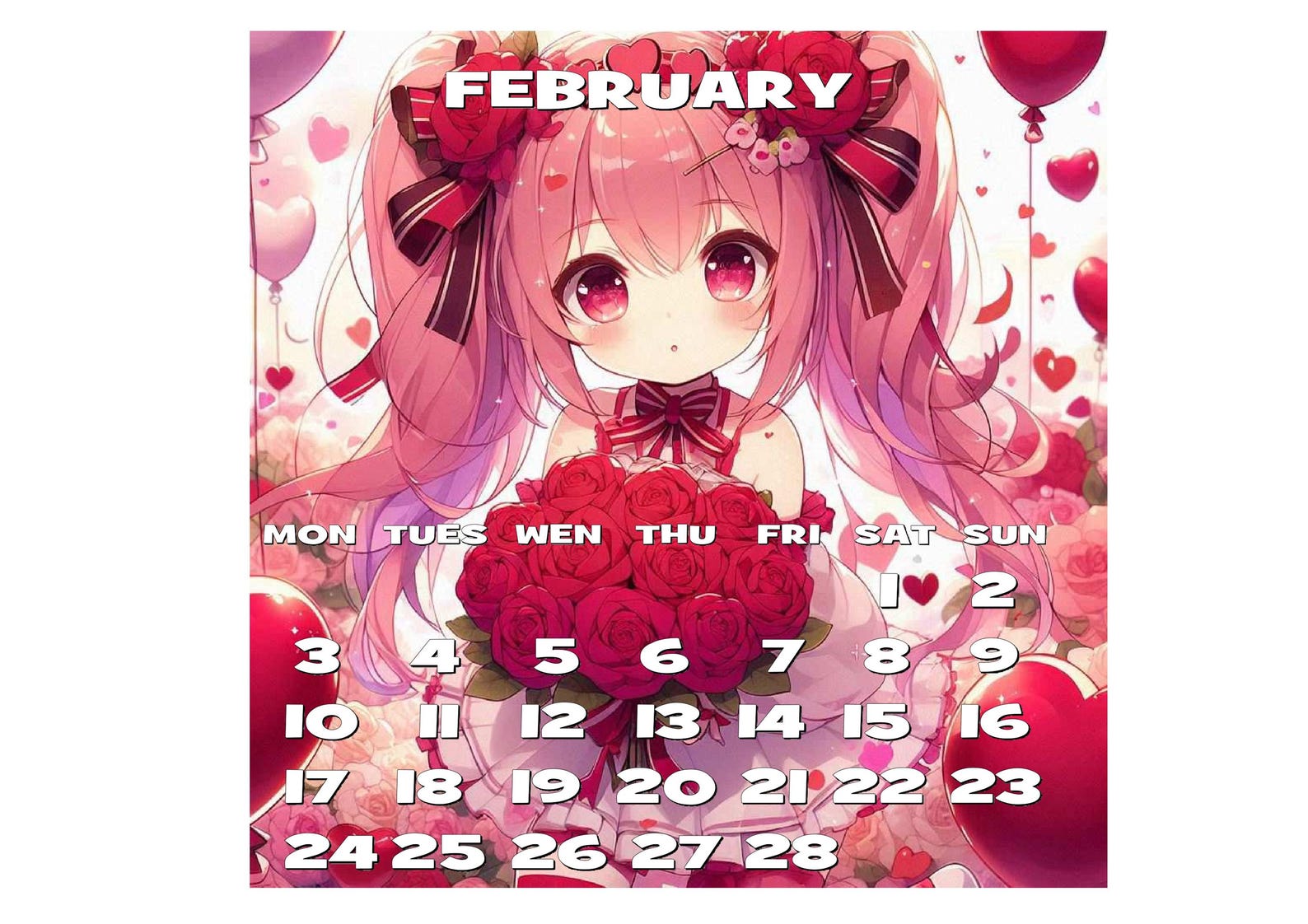 Calendar 2025 Printable, Anime Desk Calendar, 2025 Calendar Printable ...