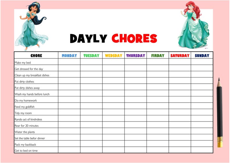 Chore Chart for Kids | Kids Chore Chart | Fun Printable Reward System ...