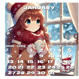Calendar 2025 Printable, Anime Desk Calendar, 2025 Calendar Printable ...