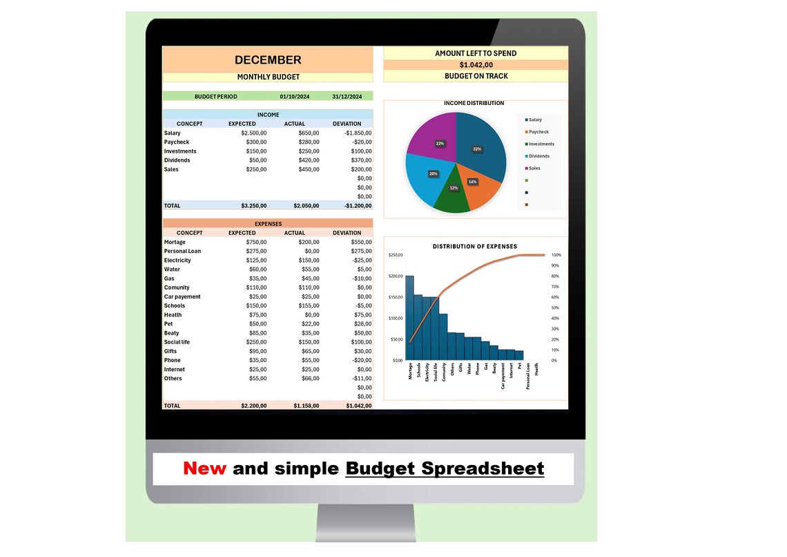 Budget Spreadsheet Excel Template Expense Tracker Monthly Budget Bill ...