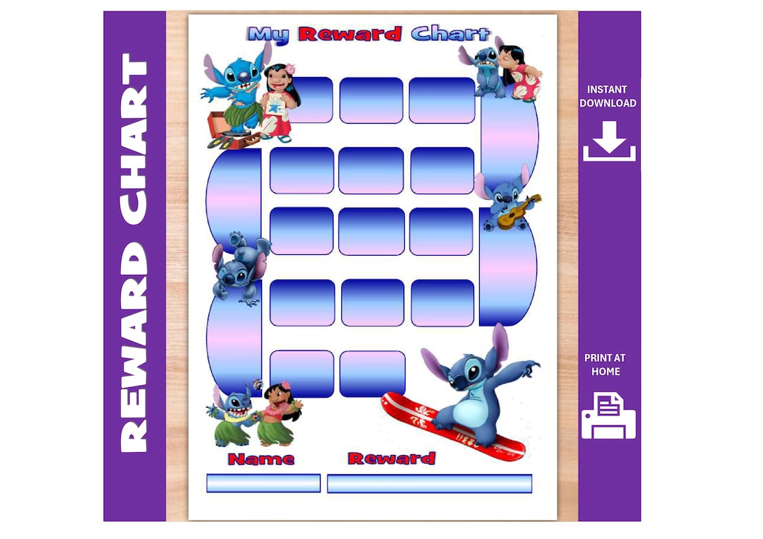 CHORE CHART, Toddler Chore Chart , Reward Chart, Behavior Chart, STITCH ...