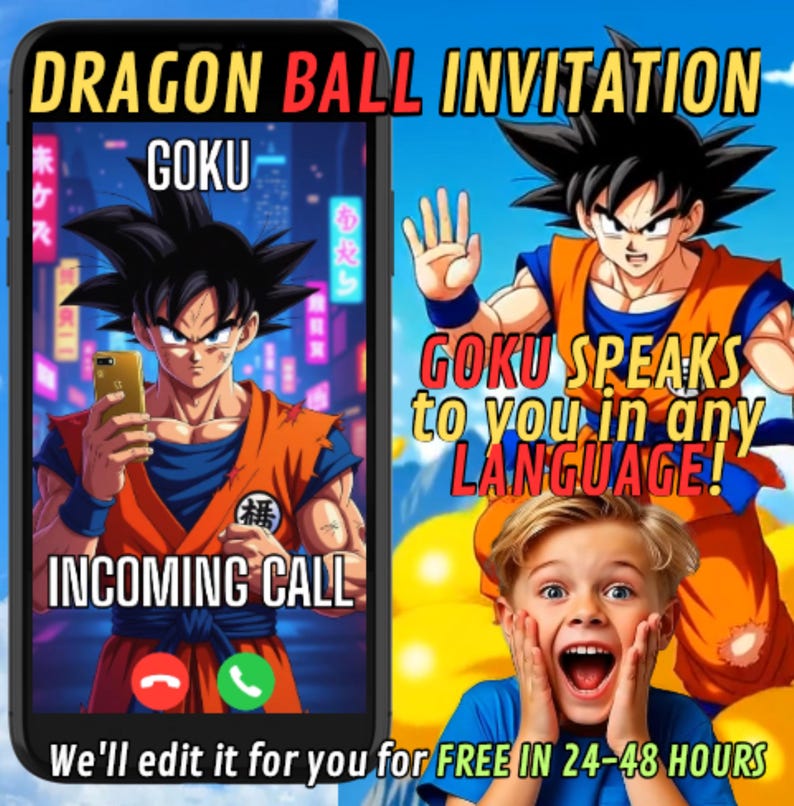DRAGON BALL Birthday INVITATION, Dragon Ball Invitation, Dragon Ball ...