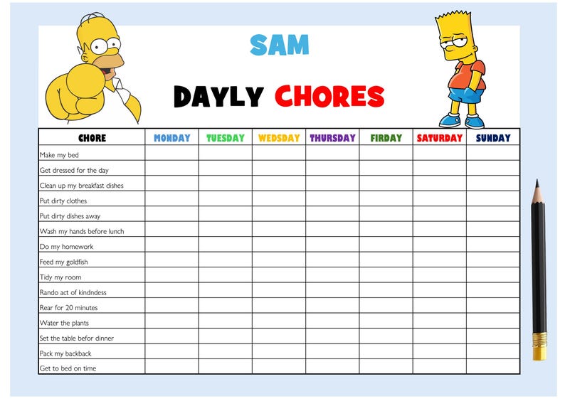 Toddler Chore Chart | Editable Chore Chart | Kids Chore Chart | Chore ...
