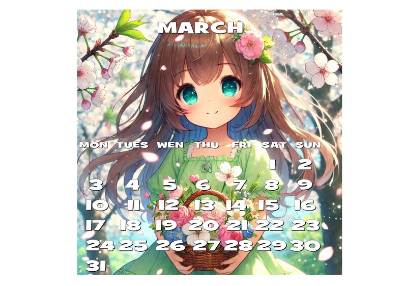 Calendar 2025 Printable, Anime Desk Calendar, 2025 Calendar Printable ...