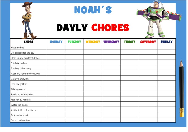 Chore Chart for Kids | Kids Chore Chart | Fun Lilo Stitch Reward System ...