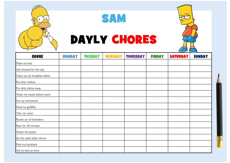 Toddler Chore Chart | Editable Chore Chart | Kids Chore Chart | Chore ...