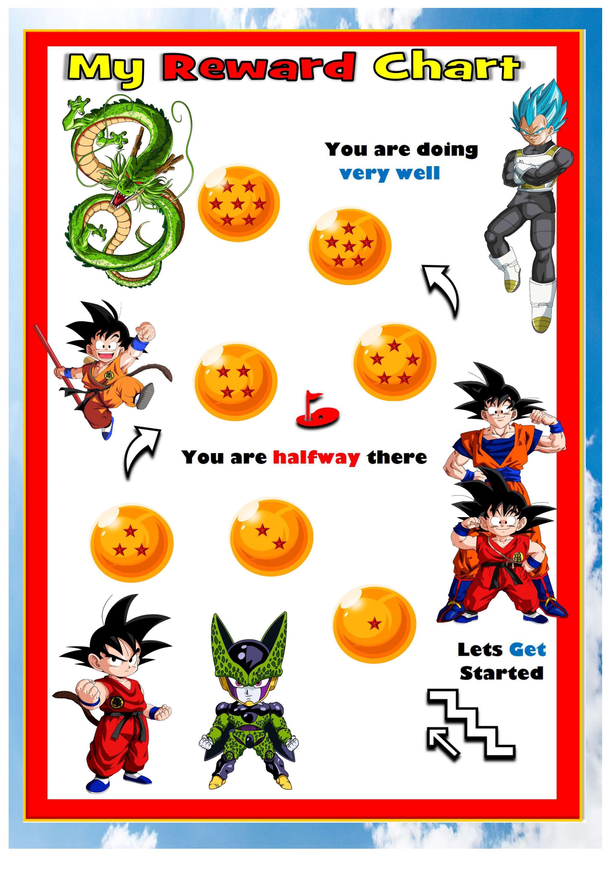 Dragon Ball Chore Chart for Kids | Dragon Ball Z Reward Chart ...