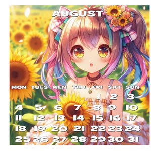 Calendar 2025 Printable, Anime Desk Calendar, 2025 Calendar Printable ...