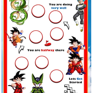 Dragon Ball Chore Chart for Kids | Dragon Ball Z Reward Chart ...