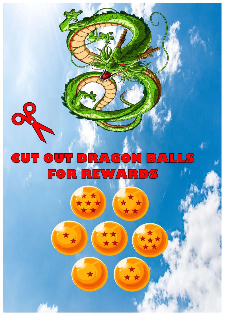Dragon Ball Chore Chart for Kids | Dragon Ball Z Reward Chart ...
