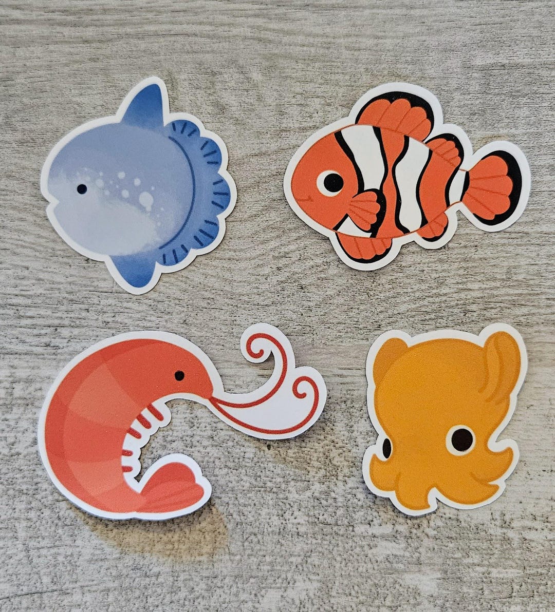Teeny Little Sea Critter Stickers Matte Vinyl Stickers Sunfish, Clown ...