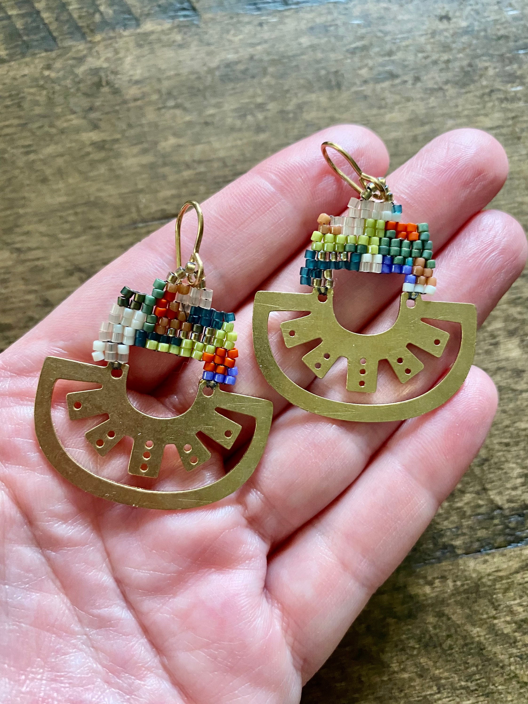 Modern Abstract Beaded Statement Earrings - Etsy