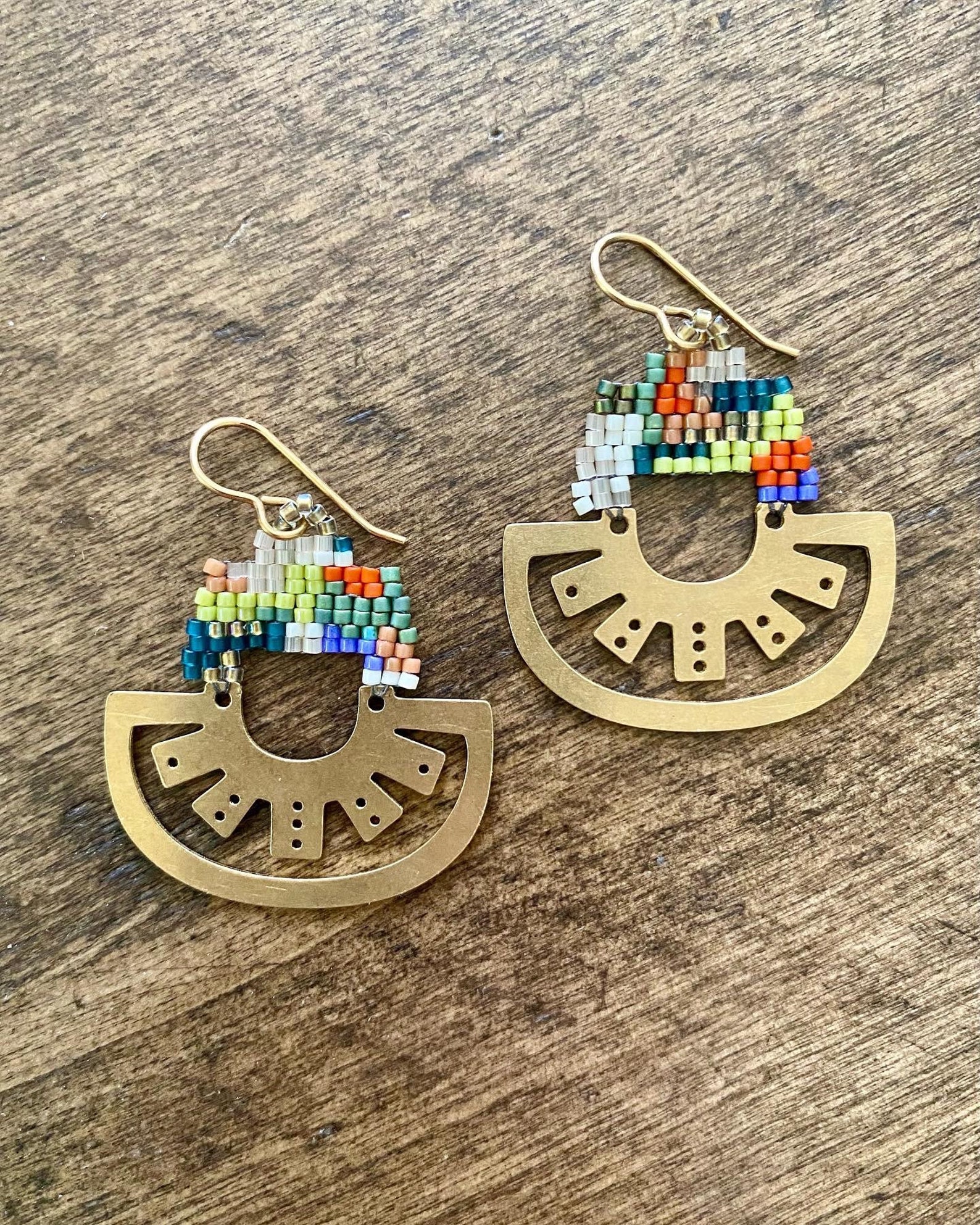 Modern Abstract Beaded Statement Earrings - Etsy