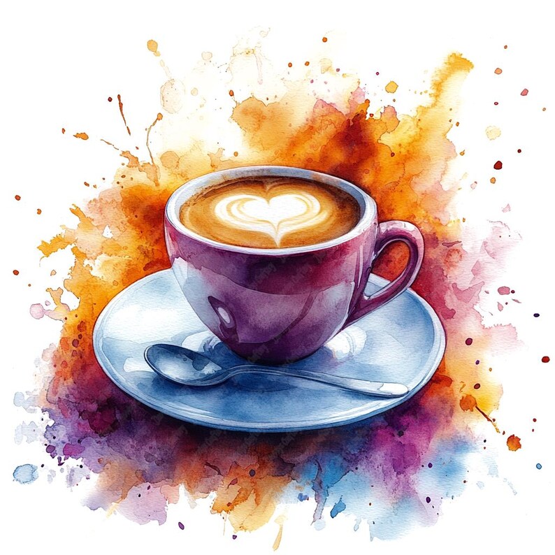 Watercolor Coffee Cup Clipart, Espresso Mug JPG Images (digital ...