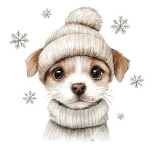 10 Various Winter Dogs Watercolor Clipart, Printable High Quality ...
