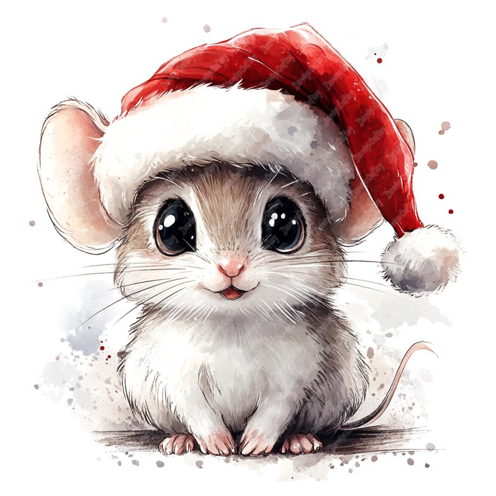10 Cute Christmas Mouse Watercolor Clipart Bundle, Printable High ...