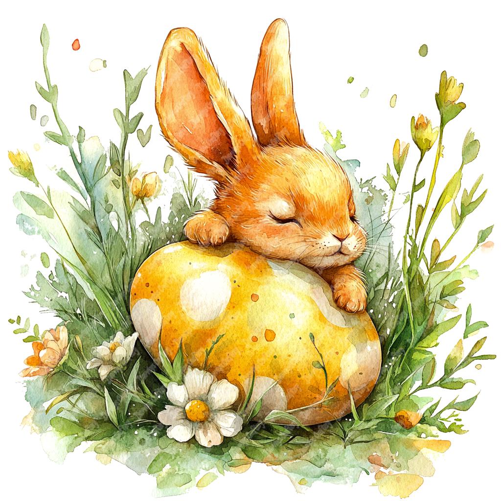 13 Easter Bunny With Egg Watercolor Clipart, Printable High Quality ...